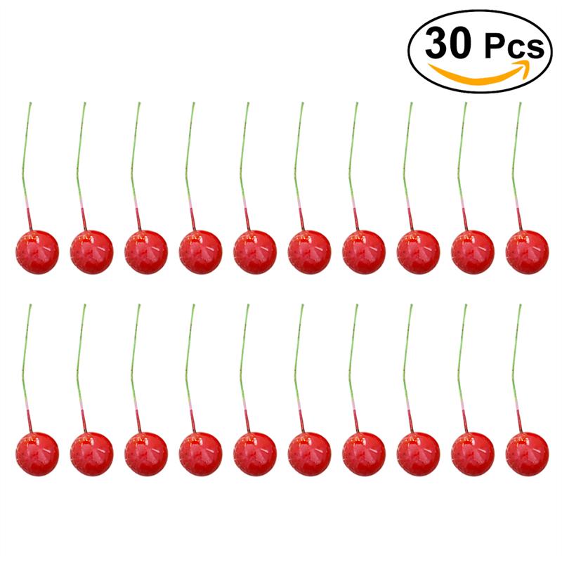 Buy 30pcs Artificial Lifelike Small Red Cherries for Christmas Tree ...