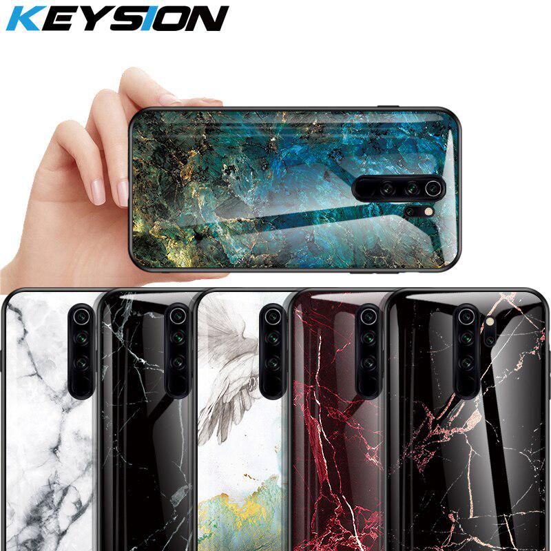 KEYSION Marble Tempered Glass Case For Xiaomi Redmi Note 8 Pro TPU ...