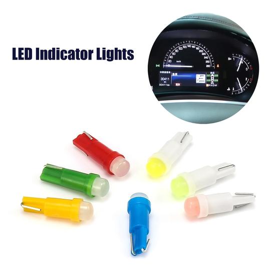 10Pcs T5 Indicator LED Bulbs Ceramic COB Light High Brightness 12V Auto ...