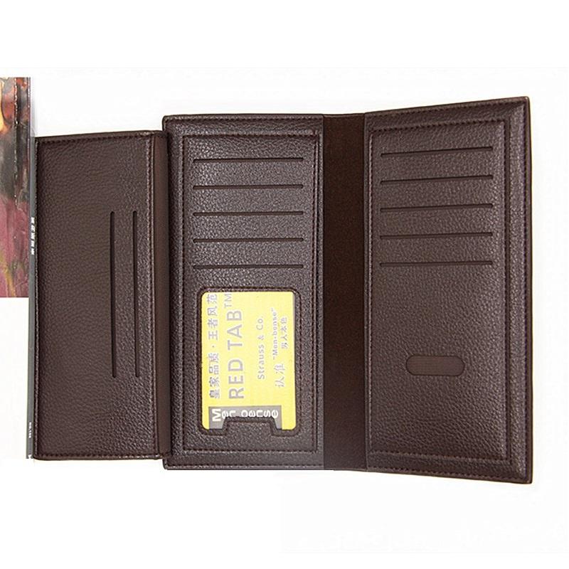 MenBense Fashion Business Casual Men Long Wallet Zipper Purse Leather ...