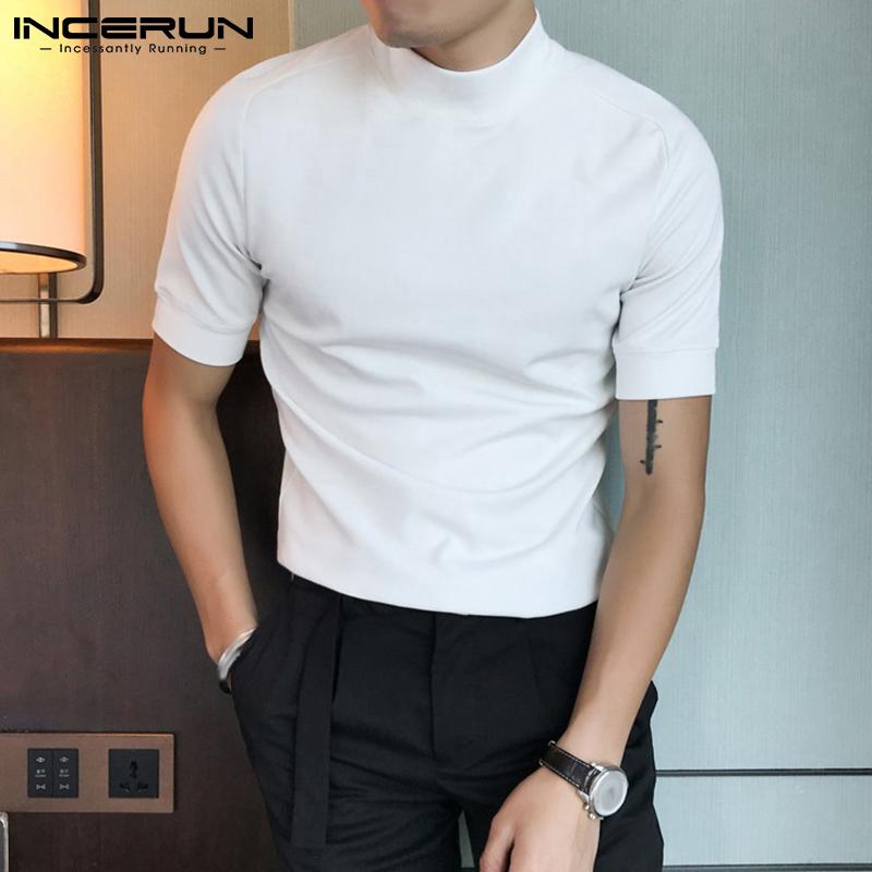 Buy INCERUN Summer Formal Mens Fashion Basics Short Sleeves T Shirts ...
