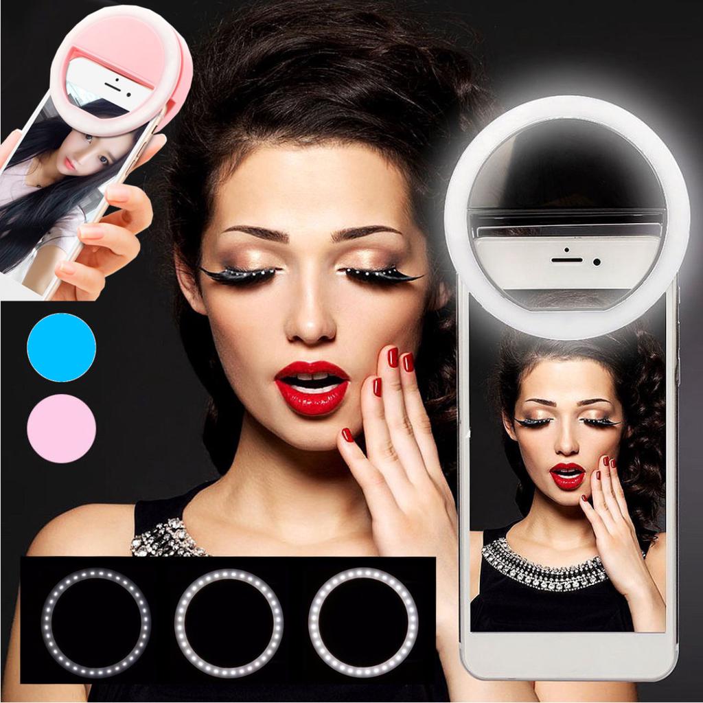 Buy 2Types Makeup Mirror LED Mobile Phone Portable Clip Selfie Ring ...