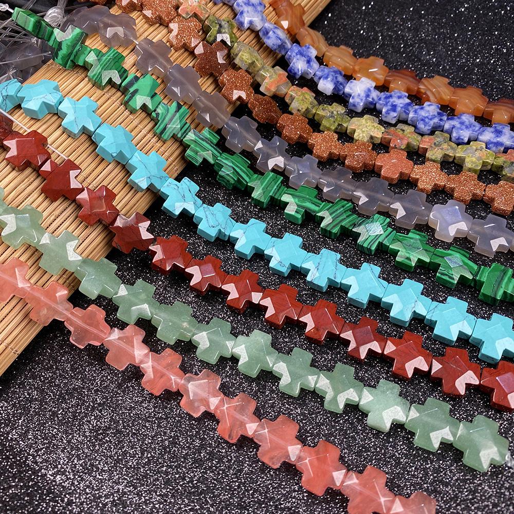 Buy 17Pcs/strand semi-precious cross shaped section loose beads ...