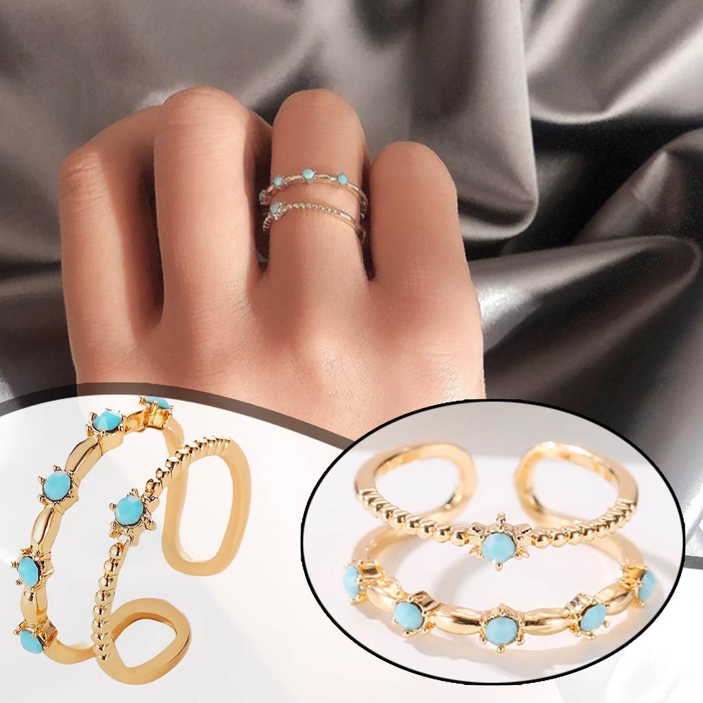 Buy Diamond-Studded Open Adjustable Ring Female Personality U-Shaped ...