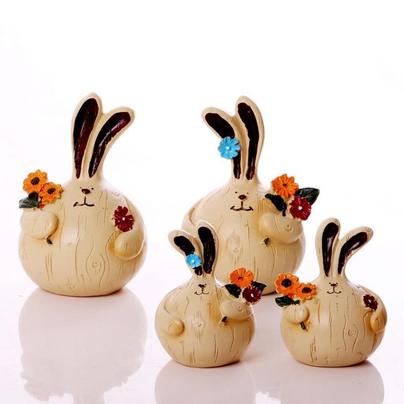 Buy 1Pair Delicate Easter Garlic Rabbits Resin Artware Decoration Desk ...