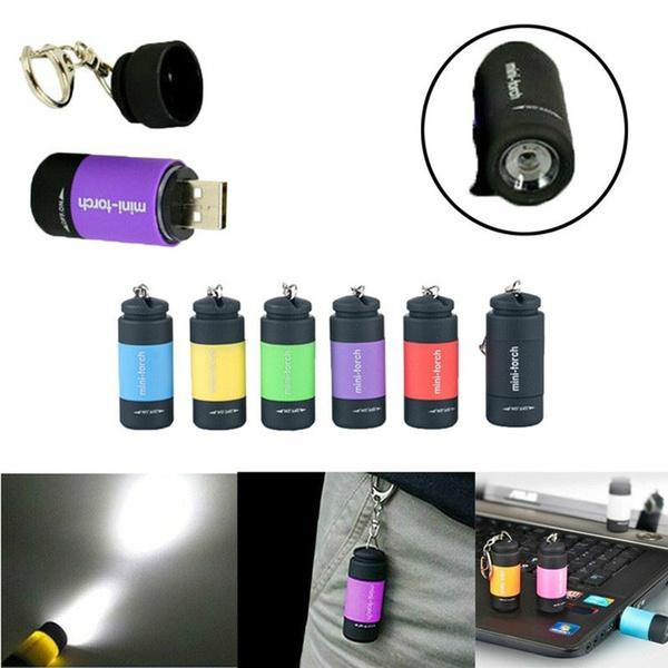 Buy 1PC Mini Keychain Pocket Torch USB Rechargeable LED Light ...