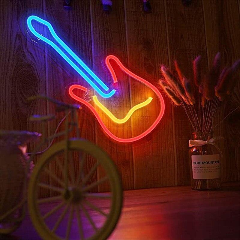 3D Neon Guitar Light LED Light Sign Decor Light Art Neon Sign for Home ...
