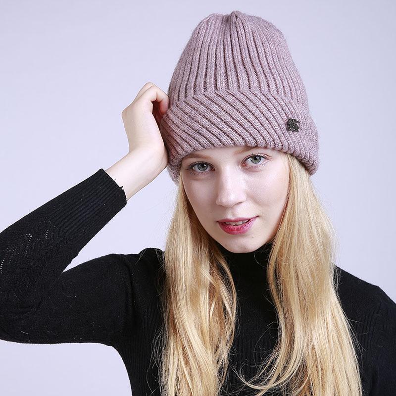 Buy Winter Solid Color Stripes Thick Warm Men's and Women's Round Hat ...