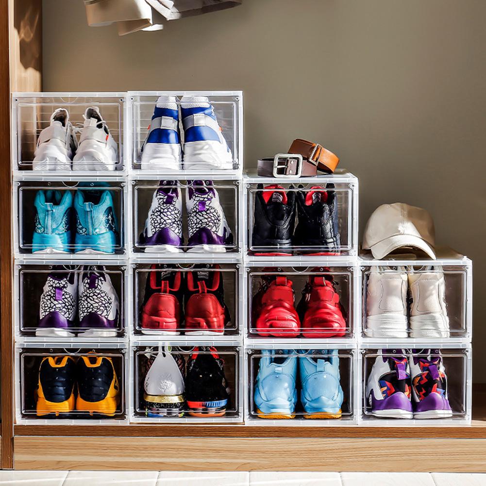 Buy PP Dust-proof Stackable Flip Drawer Shoes Box Storage Container ...