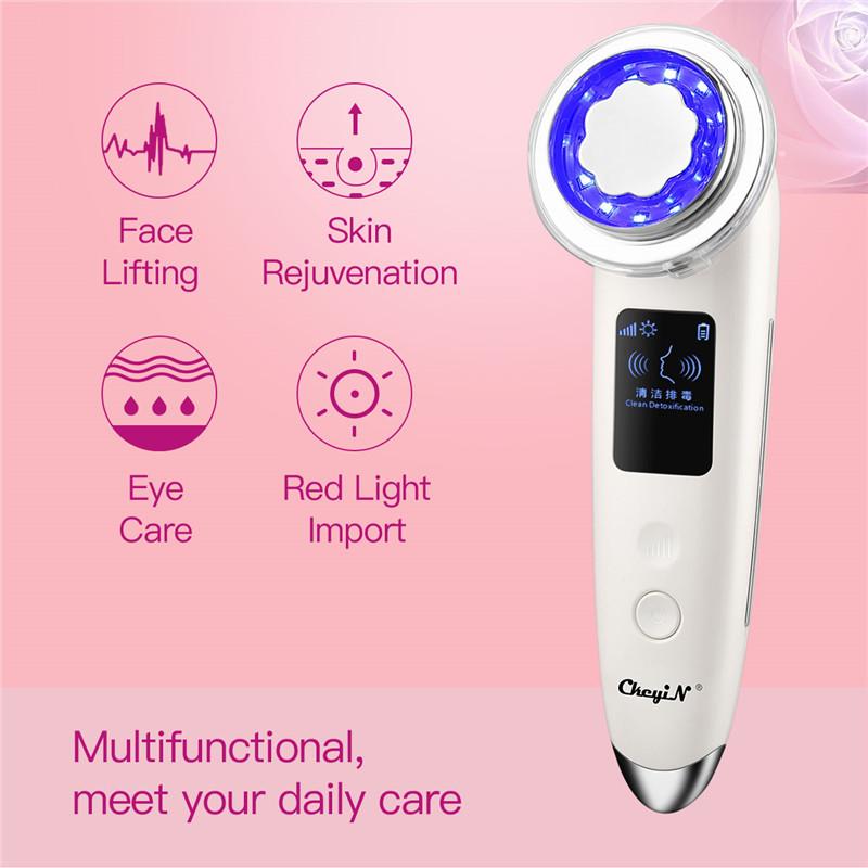 Facial Beauty Device with RF EMS LED Function Electric Facial Vibration ...