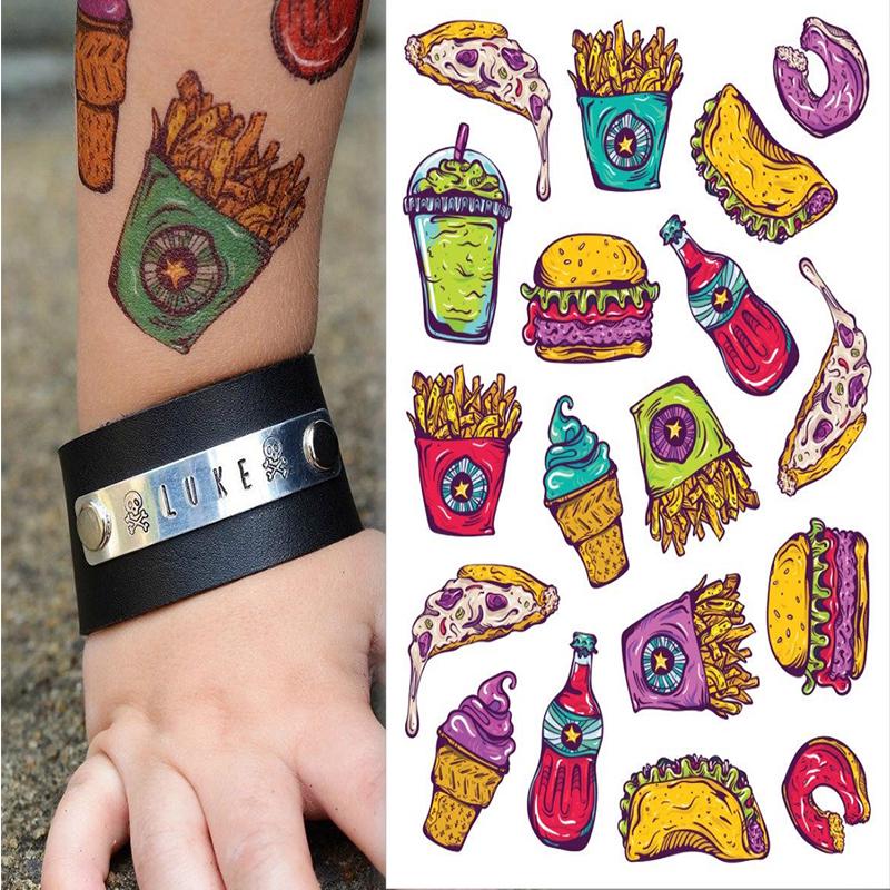 Buy Pizza French Fries Taco Burger Coke Ice Cream Temporary Tattoos at ...