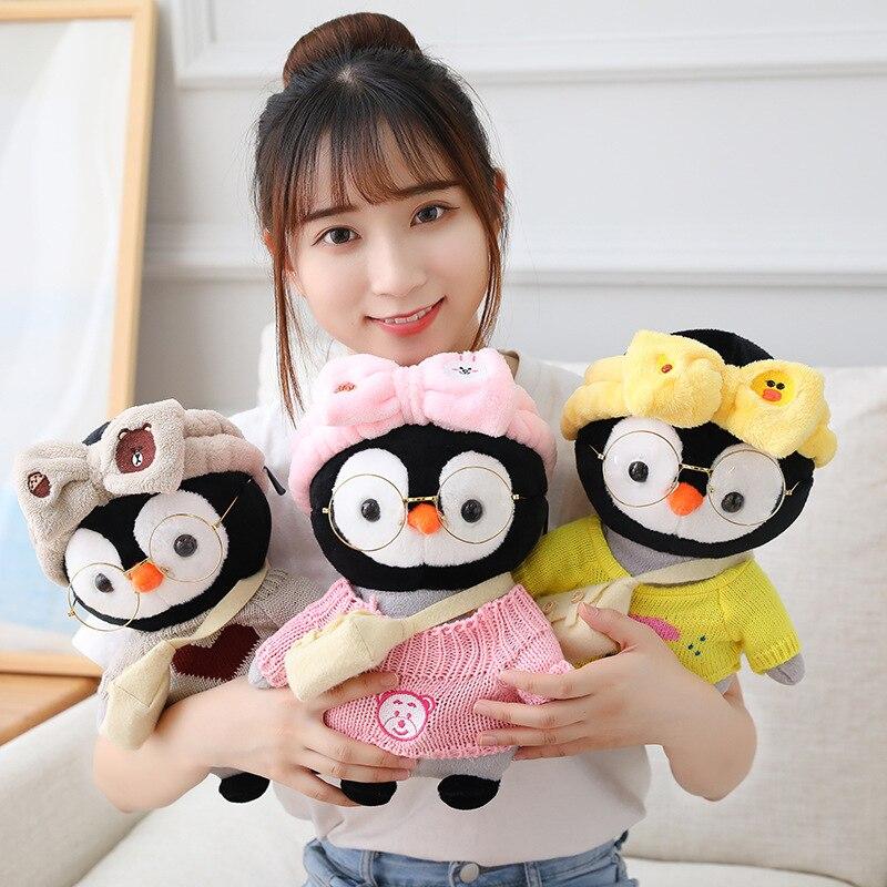 30cm Dressing Penguin Plush Toy Cute Pink Dot Headband Glasses Wear ...