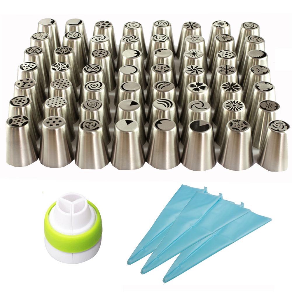 Buy Russian Piping Tips 60PCS/SET Stainless Steel Icing Syringe DIY ...