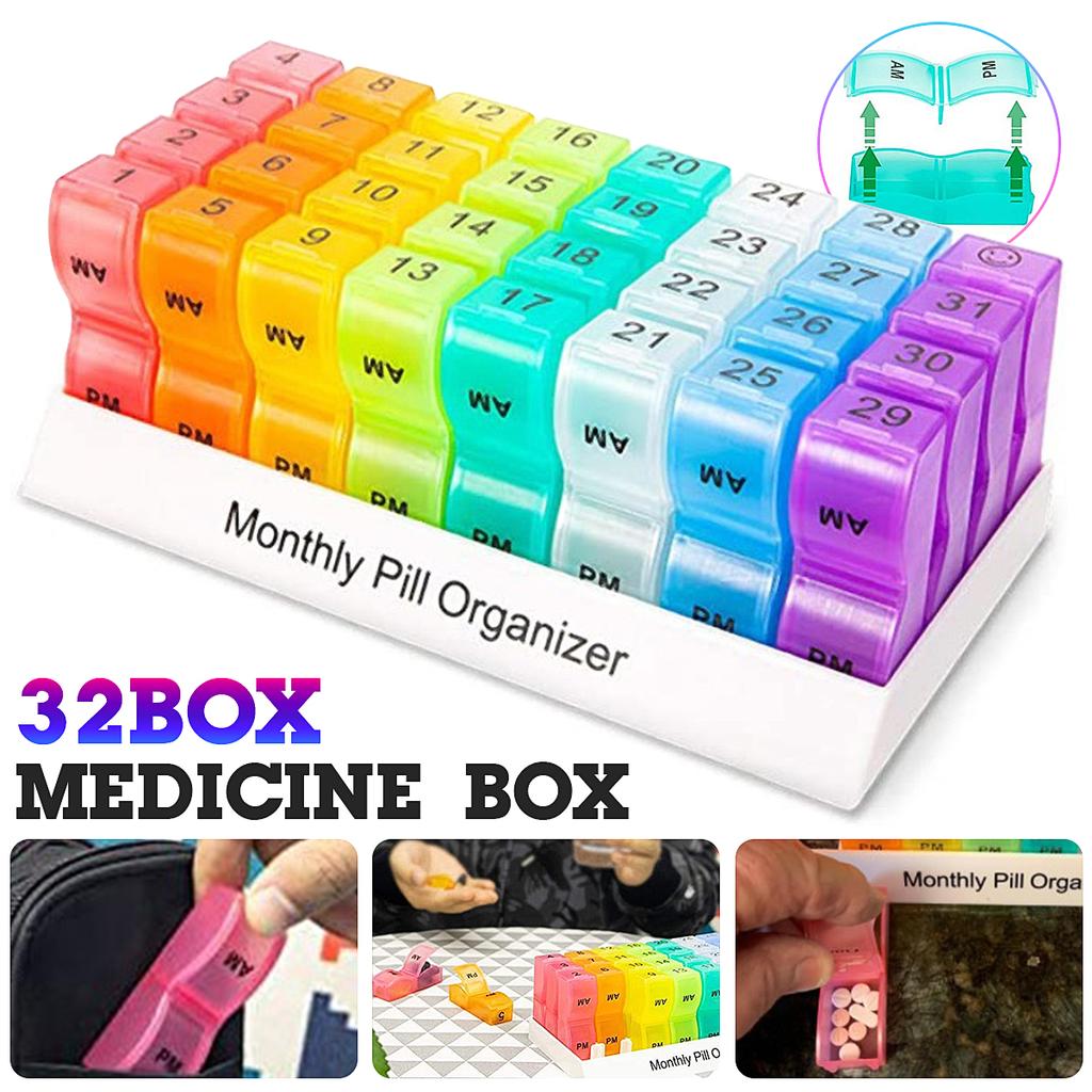 INSMA 32/28/7 Boxs Pill Box Organizer Monthly/Weekly For Tablet Pill ...