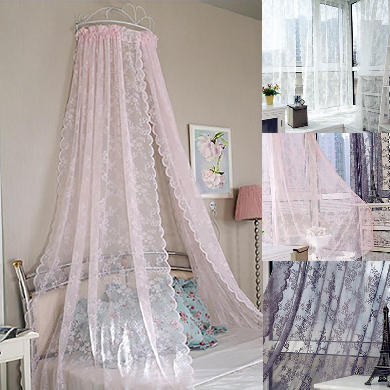 Buy CATER1-Flower Sheer Curtain Tulle Window Treatment Voile Drape ...