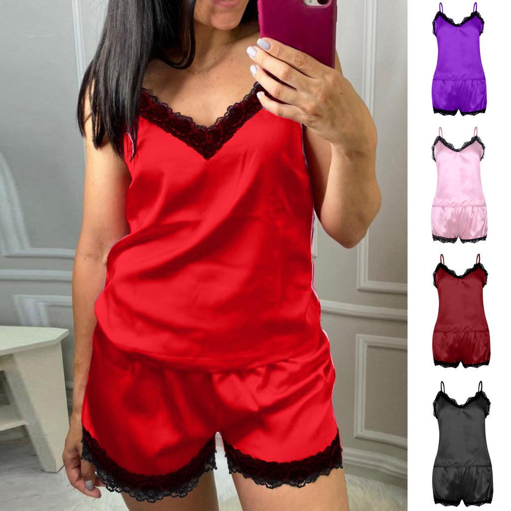 Cumpără Femei Moda Sexy V-gât Gene dantela solid culoare Vest pijama ...