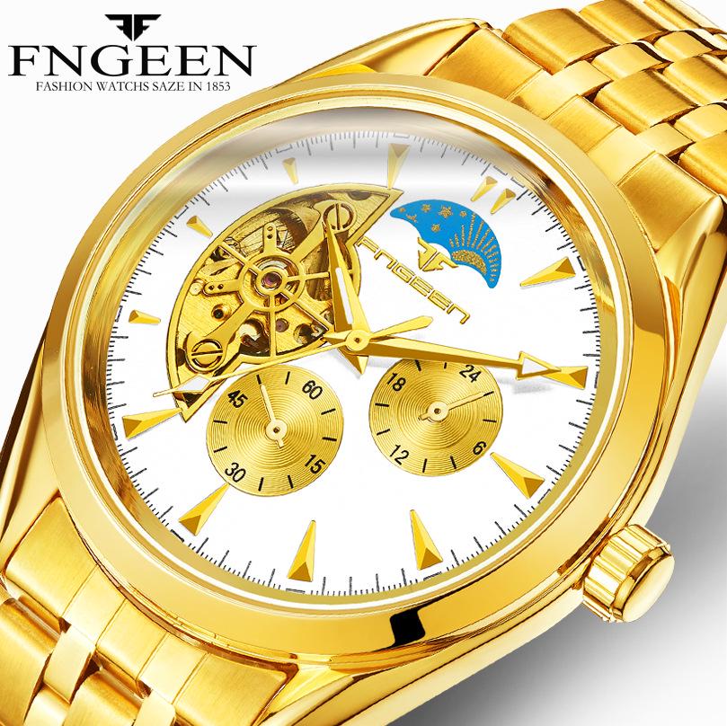 Buy Fashion Semi-Automatic Mechanical Watch Skeleton See-through Dial ...