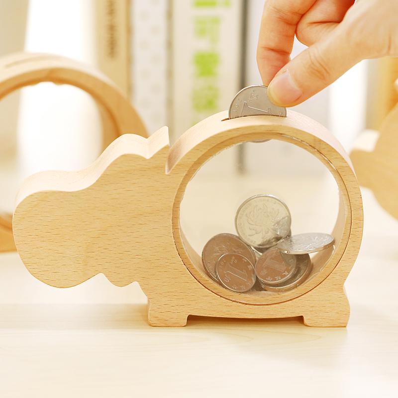Buy Cute Animal Wooden Money Box Wood Animal Money Boxes Coin Piggy ...