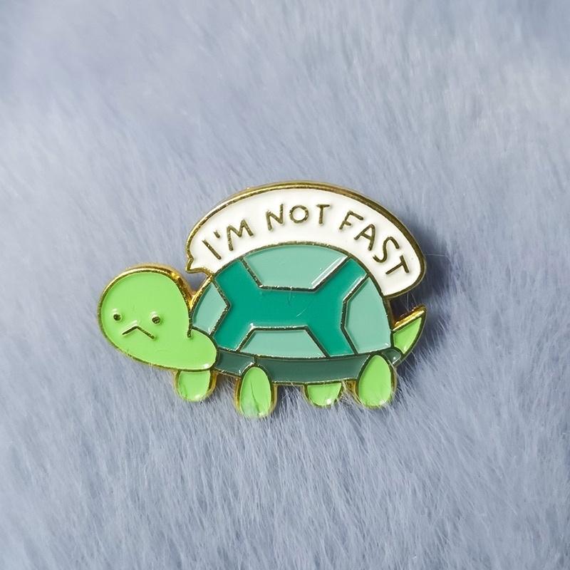 Buy Little Turtle Enamel Pin Cartoon Lovely I'm Not Fast Turtle Badge ...