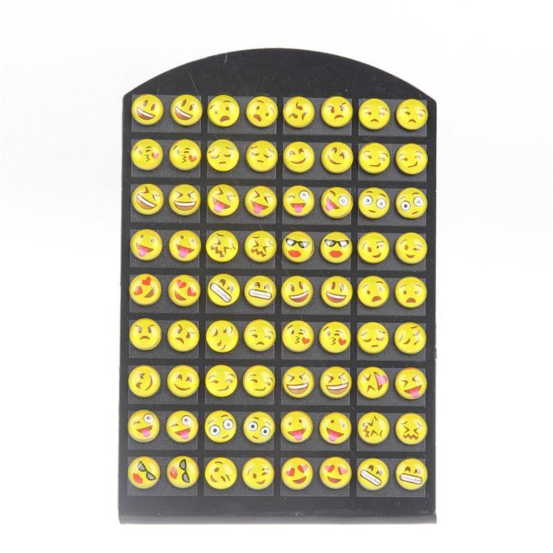 36 Pairs Set Cute Yellow Smiley Face Earrings Emoji Ear Stud Emoticons ...