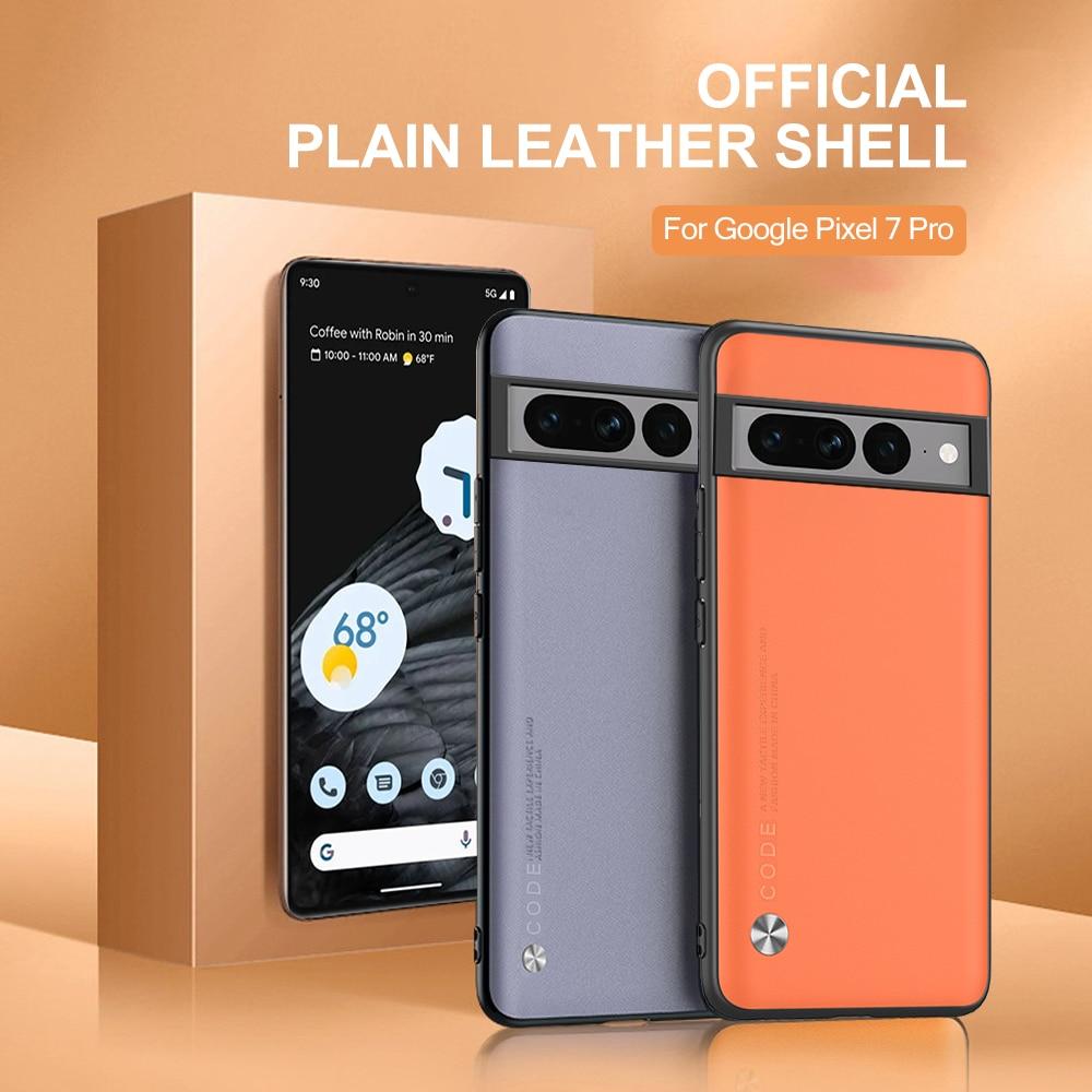 Buy For Google Pixel 7 Pro Case Plain Leather Soft Silicone Frame Back ...