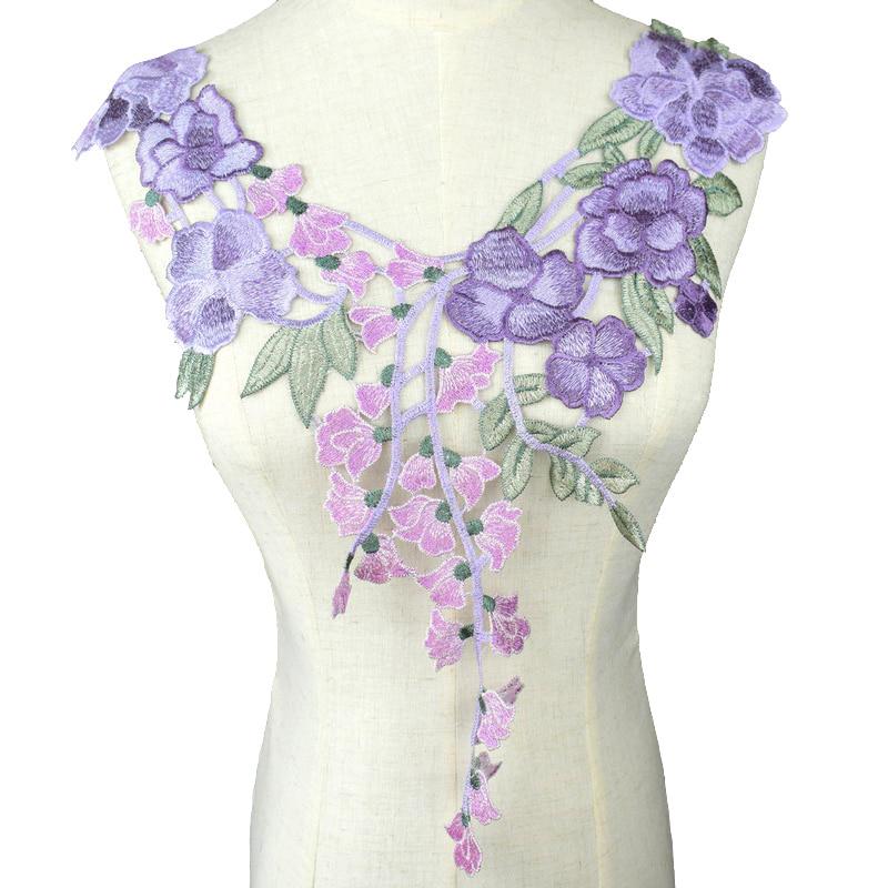 Buy Flower Floral Embroidered Lace Neckline Neck Applique Clothes Dress ...