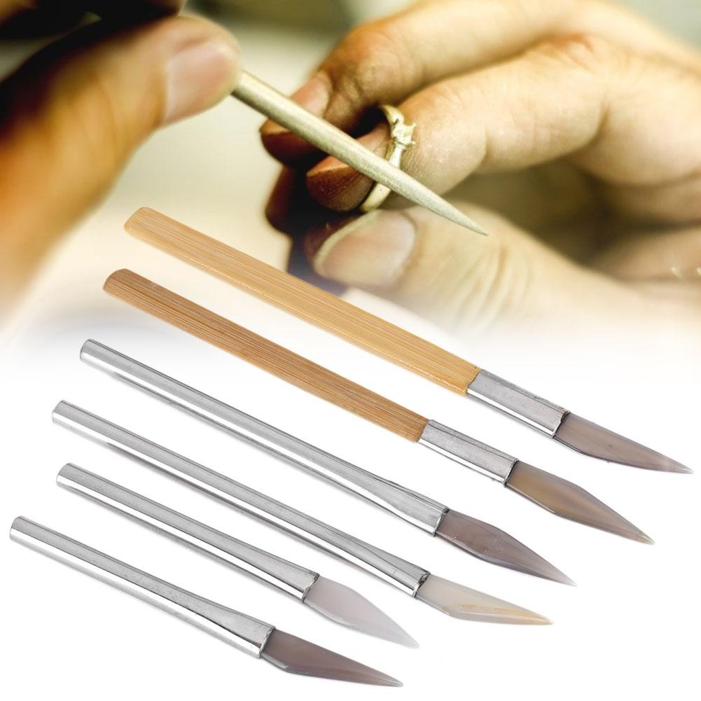 Buy Knife Edged Agate Burnisher Set Craft Polishing Tools Carving ...