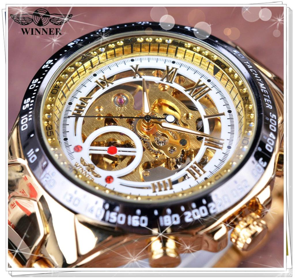Winner Full White Gold Mens Watches uygun fiyatlı satın alın - fiyat ...