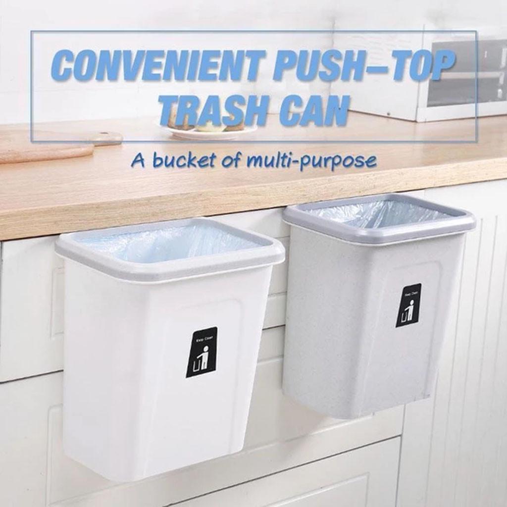 Buy Hanging Push-top Trash Can Automatic Return Lid for Fruit Vegetable ...