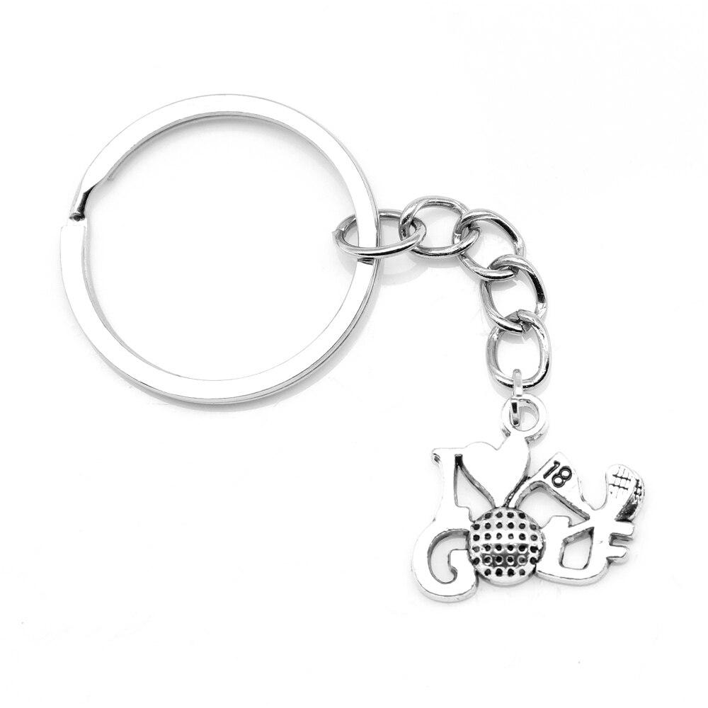 Buy 1pcs Antique Silver Color 19x21mm I Love Golf Keychain Handmade ...