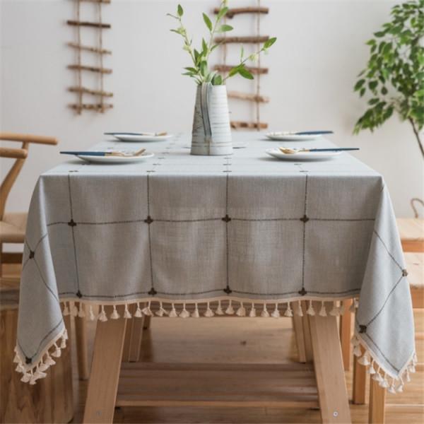 Buy Nappe de table basse rectangulaire en coton de couleur pure avec ...