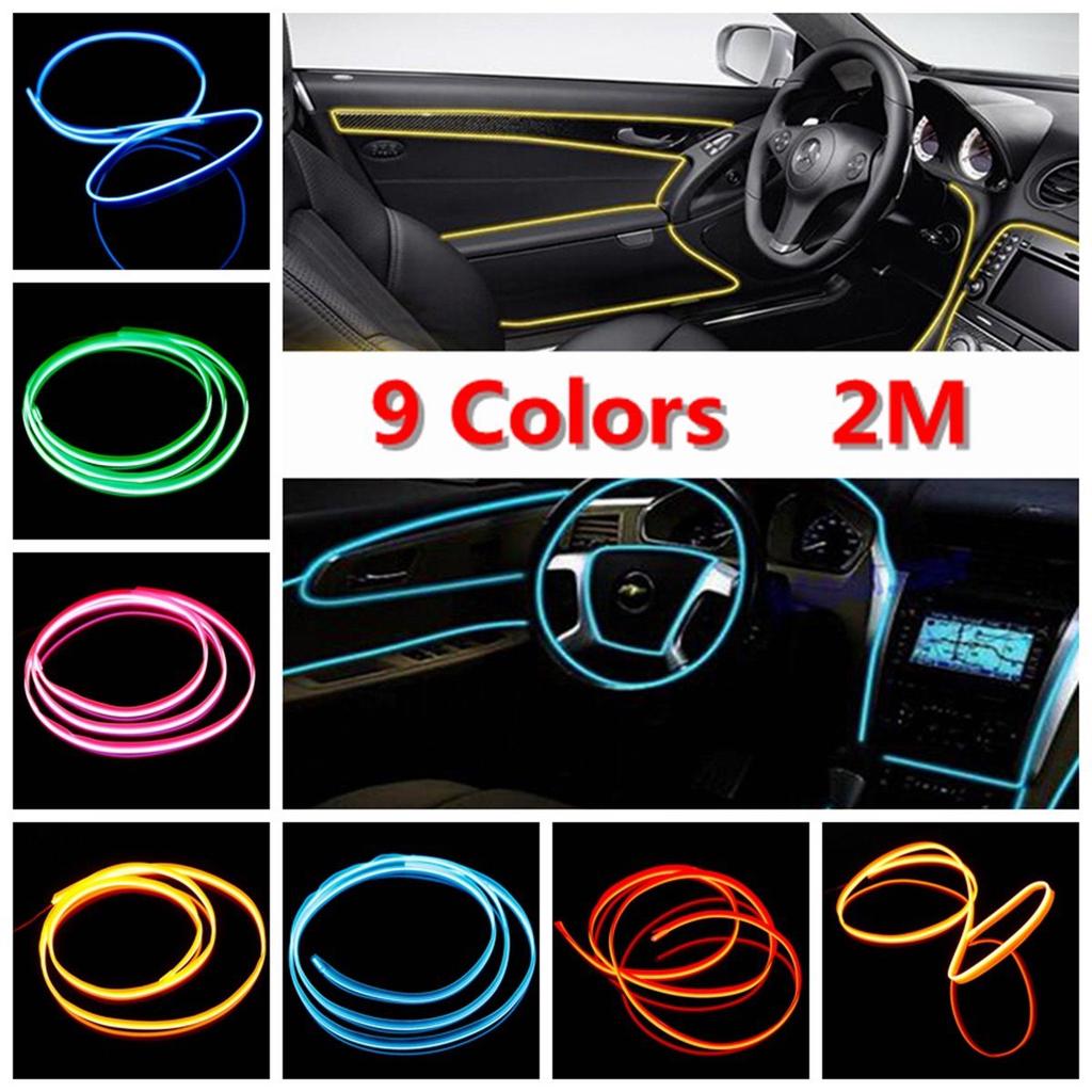 2M 12V Flexible Car EL Wire Neon Light Dress Party Dance Festival With ...