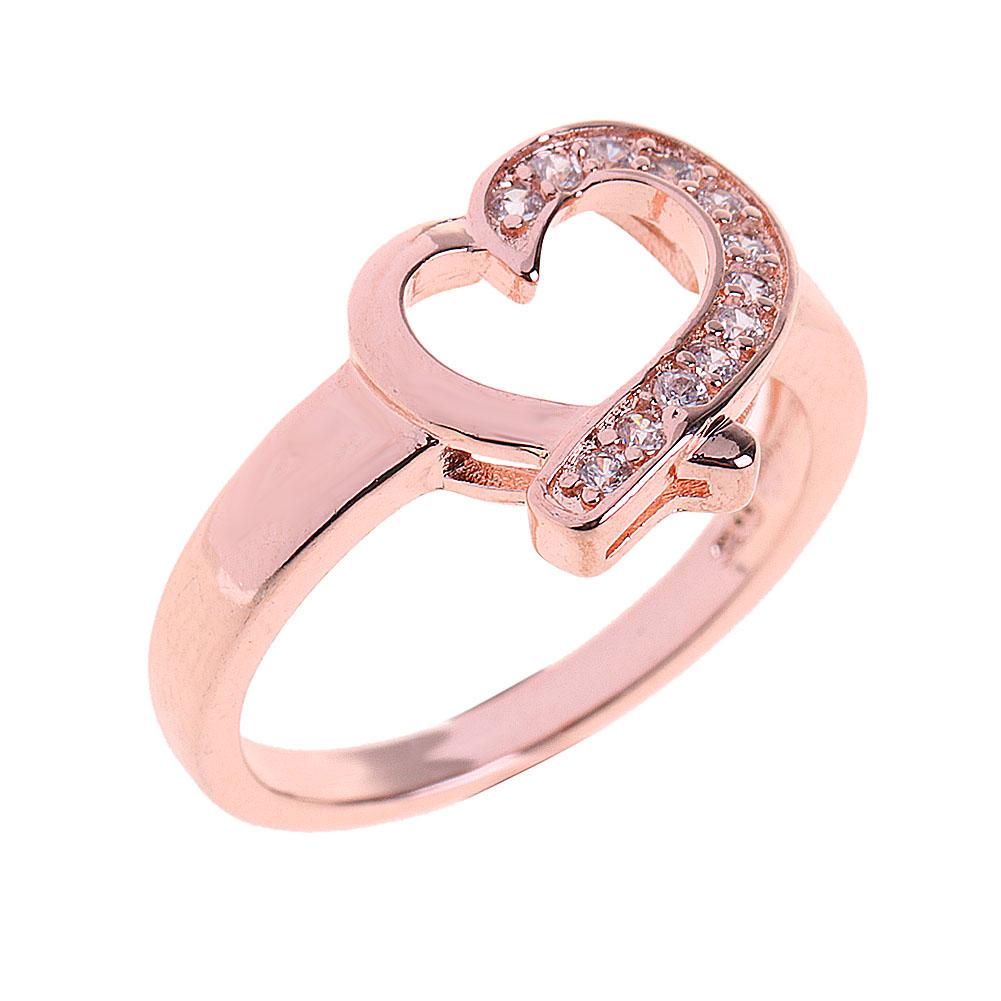 Buy Crystal Heart Finger Ring Diamante Jewelry 18K Gold Filled USA #7 ...