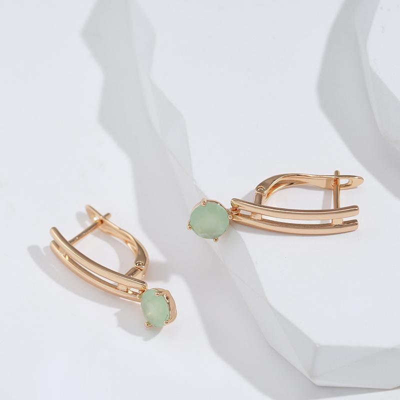 Kinel Round Green Lake Green Zircon Drop Earrings For Women – buy at ...