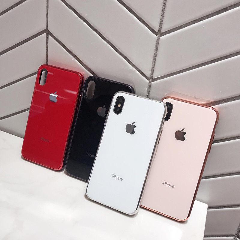 Buy Electroplate Mirror Glass Cases Covers Have LOGO For iPhone X XS XR ...