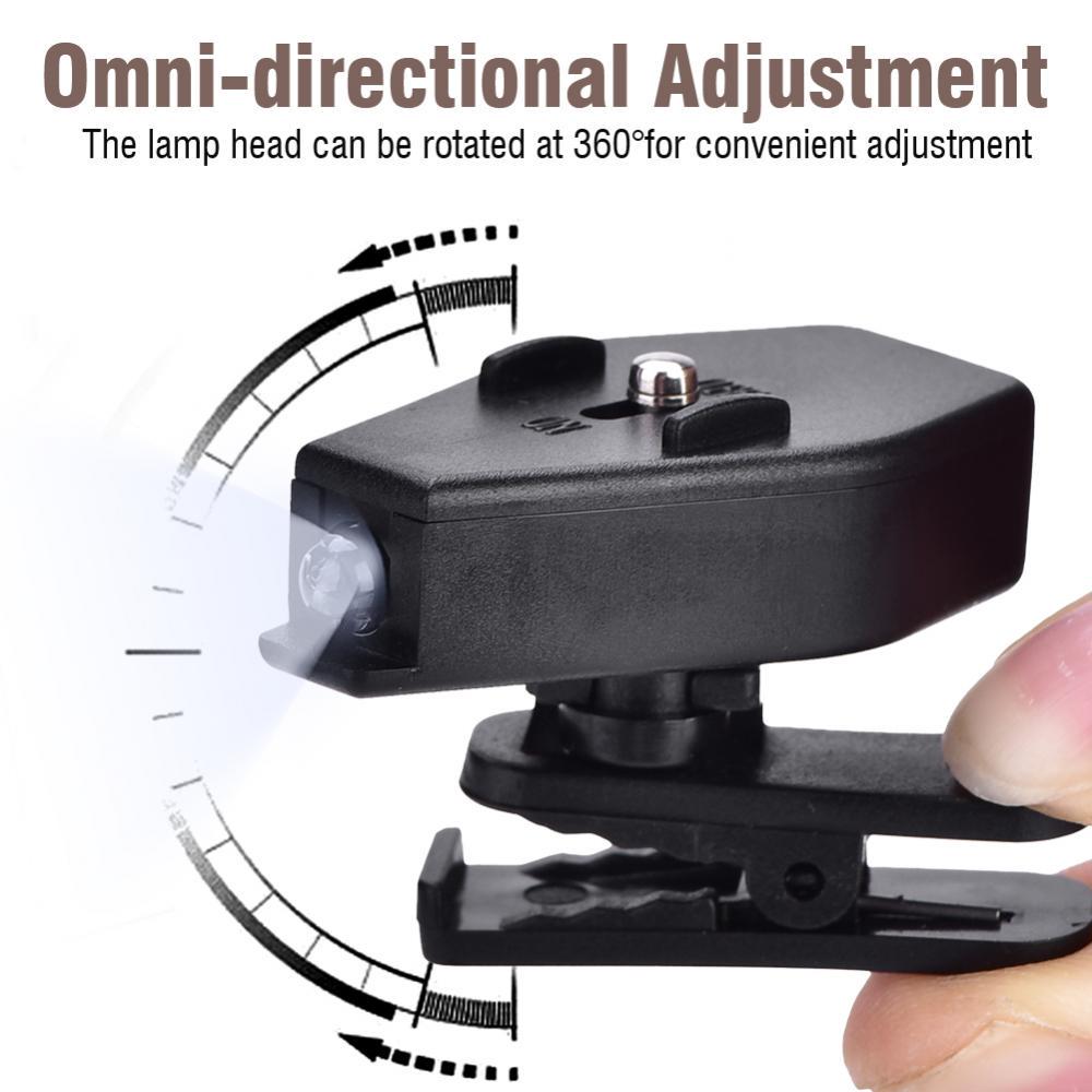 1 Pair Mini LED Clip-on Eyeglass Lamp Light Night Reading Fishing ...