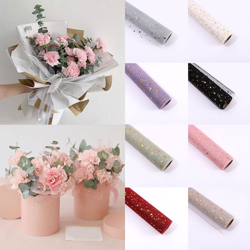 Buy Shiny Star Moon Yarn Wrapped Flower Net Yarn Wrapping Paper Flower ...