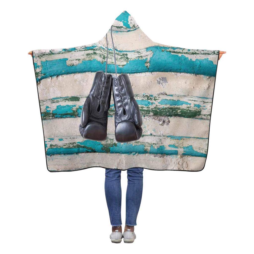 Buy Boxing Gloves Blue Hooded Throw Blanket 50x60Inch/125x150cm Kids ...