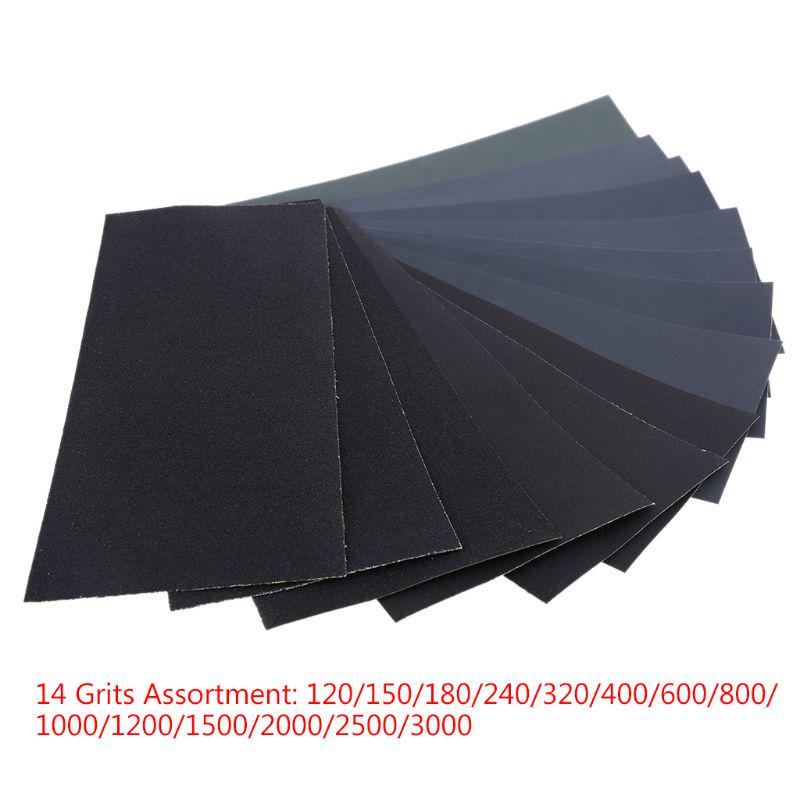 Buy 14PC Wet Dry Sandpaper 120 To 3000 Grit Assortment Abrasive Paper ...