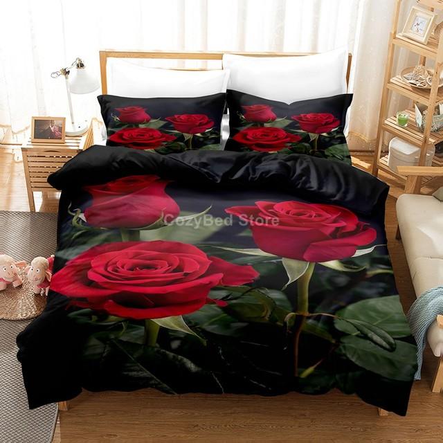 Buy Perfume Rose Bedding Set Flower Pink Duvet Cover Sets Comforter Bed ...