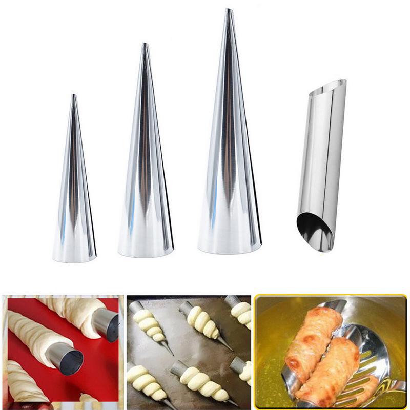 Buy 5Pcs Stainless Steel DIY Baking Cones Horn Pastry Roll Cake Mold ...