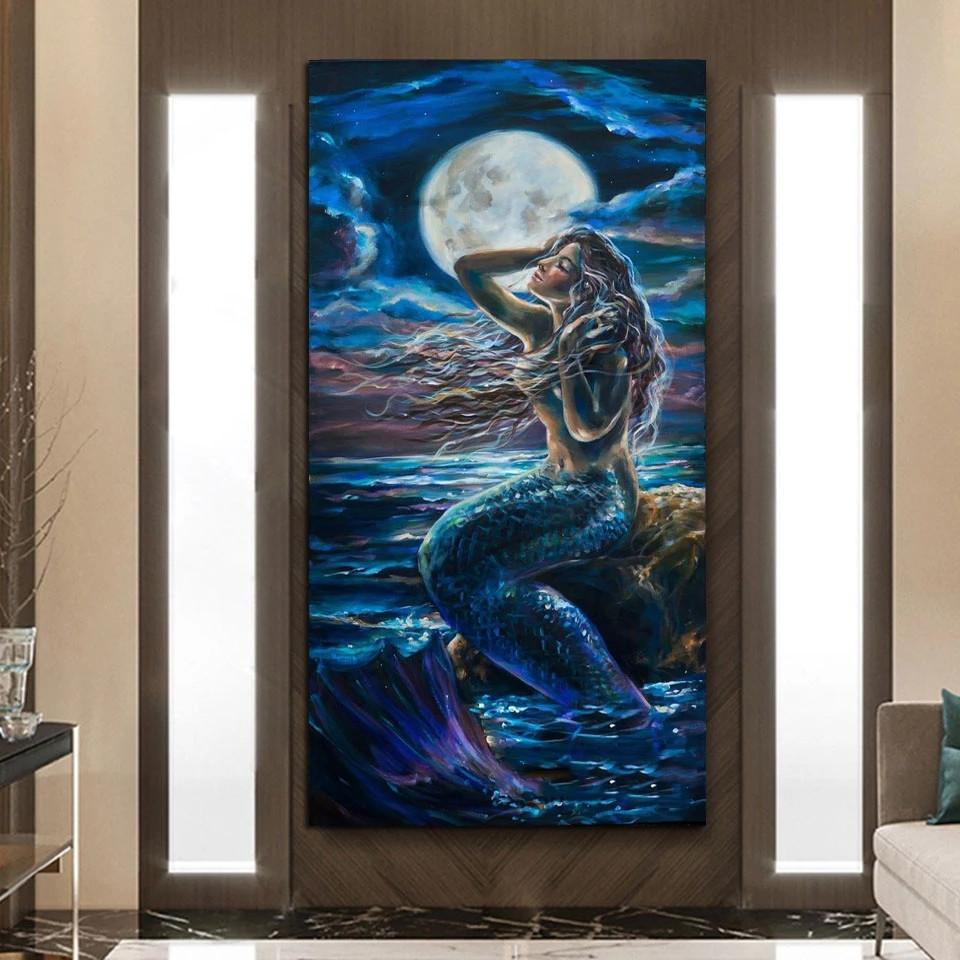 Large Size 5D DIY Fantasy Girl Mermaid Diamond Painting Embroidery ...