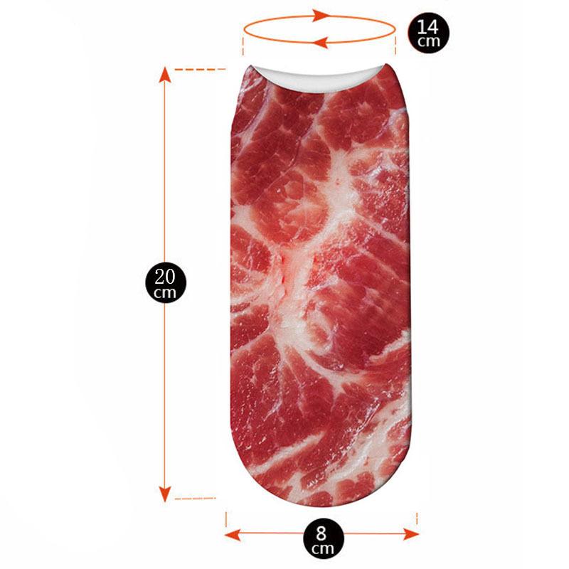 Buy 3D Flesh Print Low Socks Unisex Fun Steak Bbq Cotton Socks Casual ...