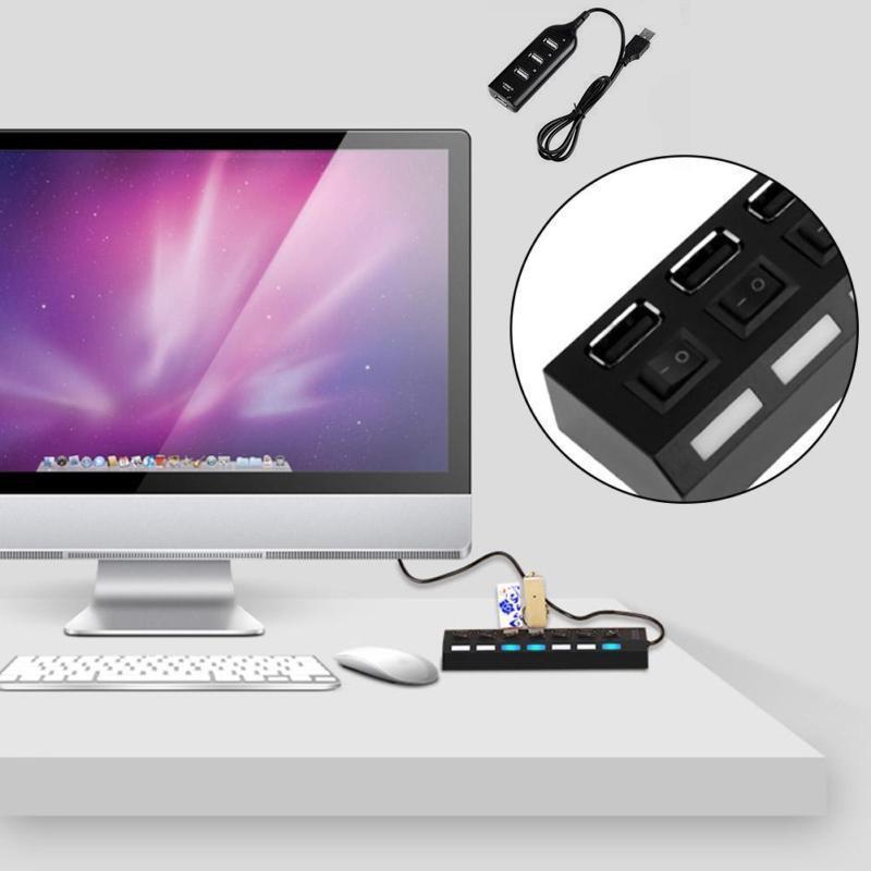 4 Ports Hub USB 2.0 Adapter Splitter Socket High Speed with Switch For ...