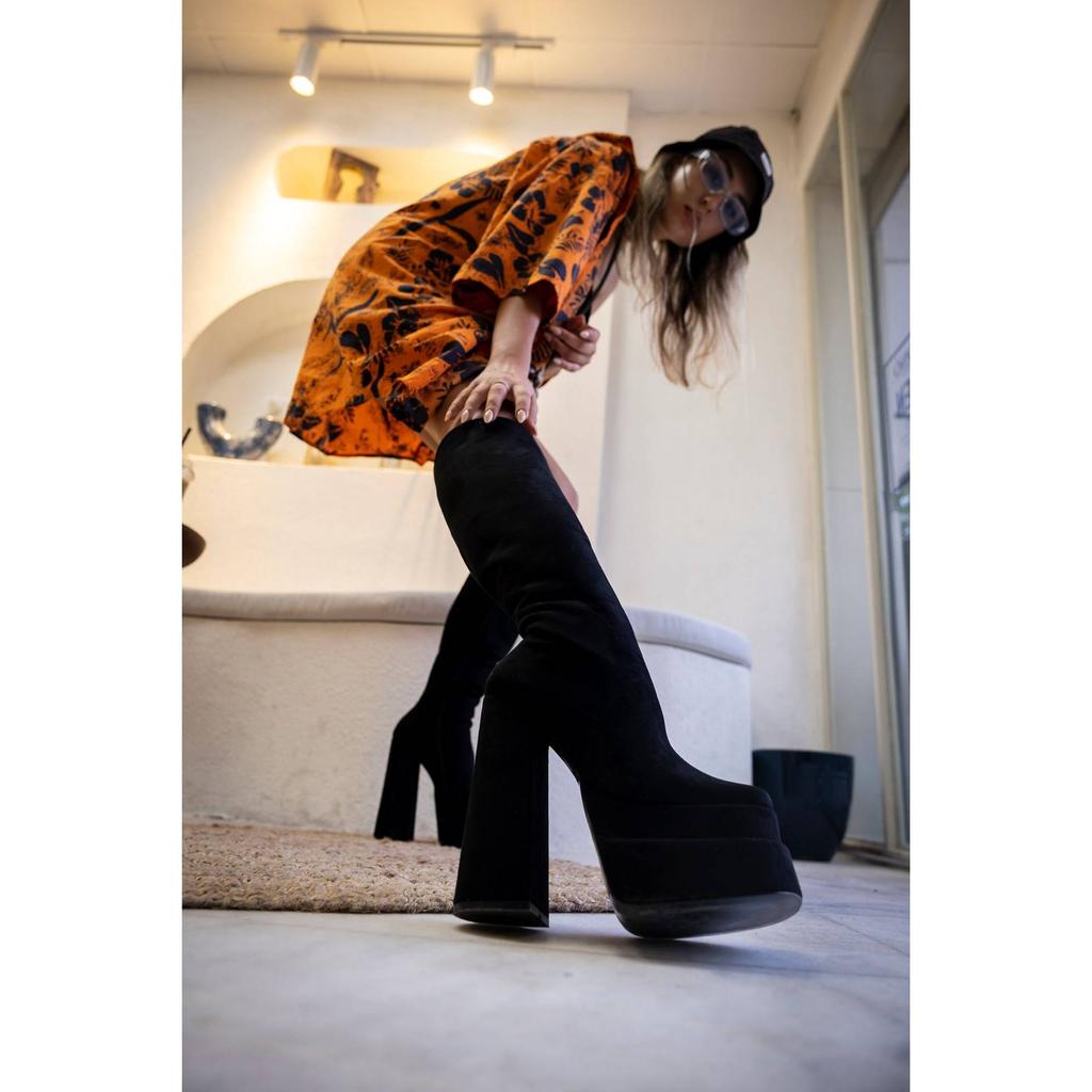 Satın alın Women's Fashion Black Suede Design Double Platform Shoes ...