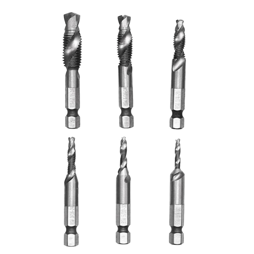 Buy 6Pcs M3 M4 M5 M6 M8 M10 HSS Tap Drill Bit Assortment 1/4'' Shank at ...