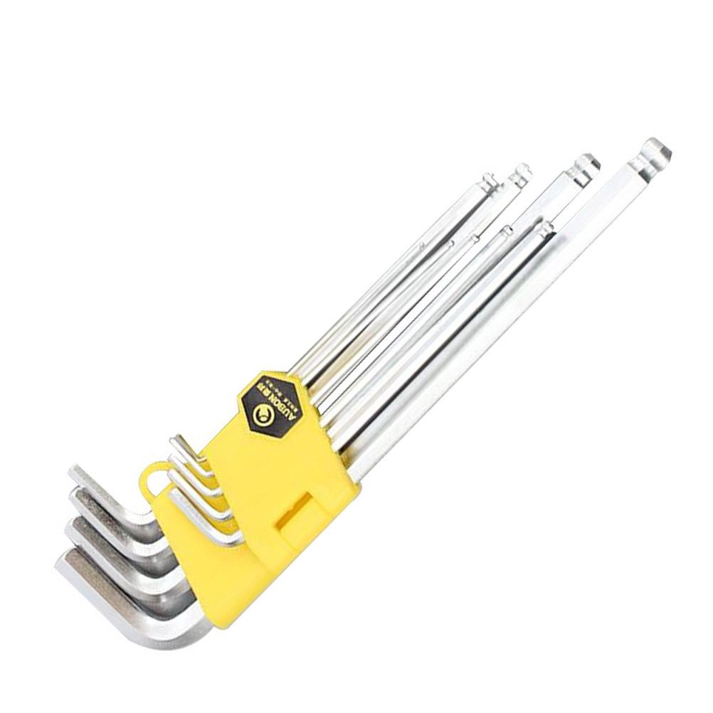 Buy 9Pcs High-carbon Steel Allen Wrench Chrome Plating Hex Key Tool Set ...