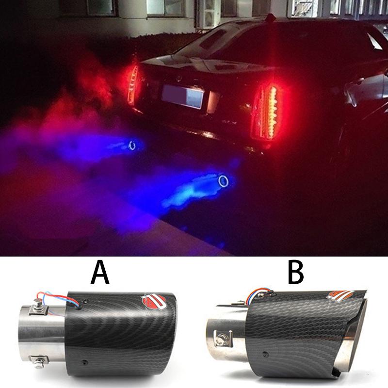 1PC Single Outlet Exhaust Muffler Tip Pipe Red/Blue Light Flaming ...