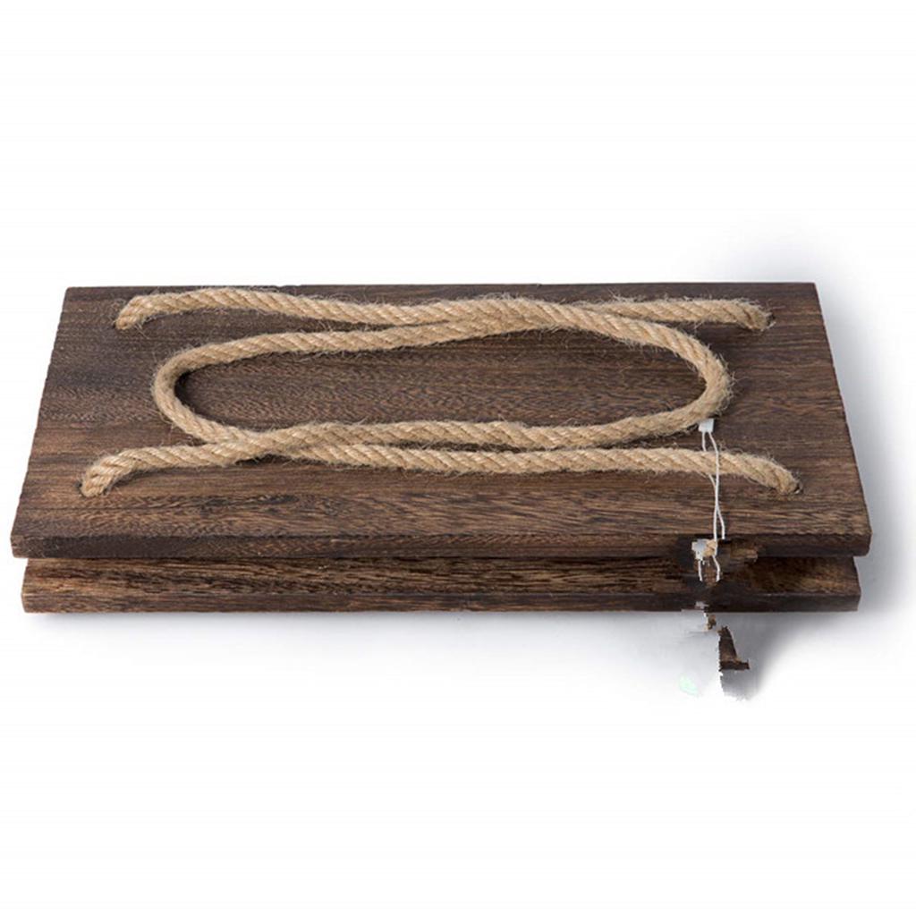 Buy 2 Tier Wood Hanging Swing Rope Floating Shelf Rack Rustic Wall ...