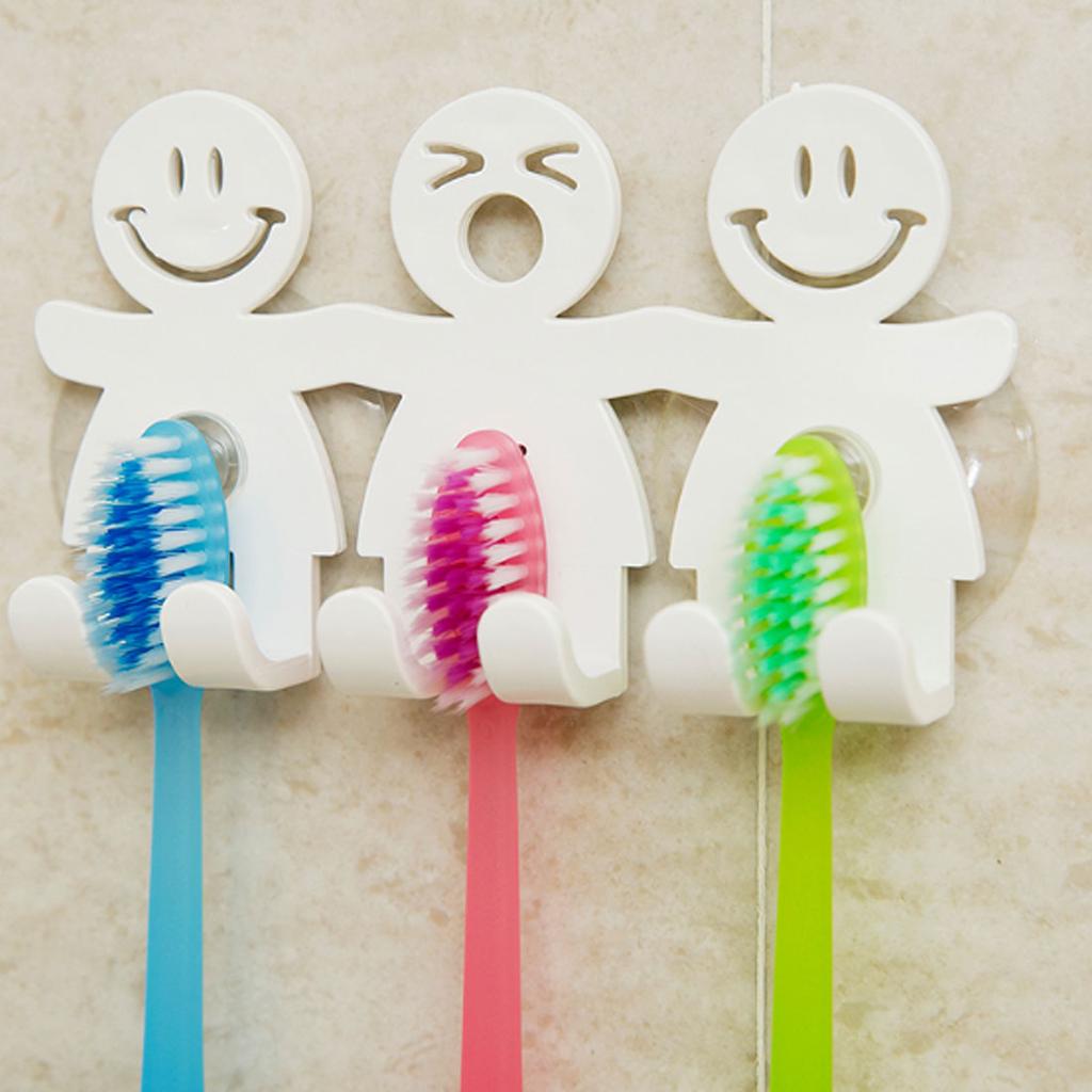 Buy Suction Hooks Stand 5 Position Tooth Brush Holder Smile Face Sucker ...